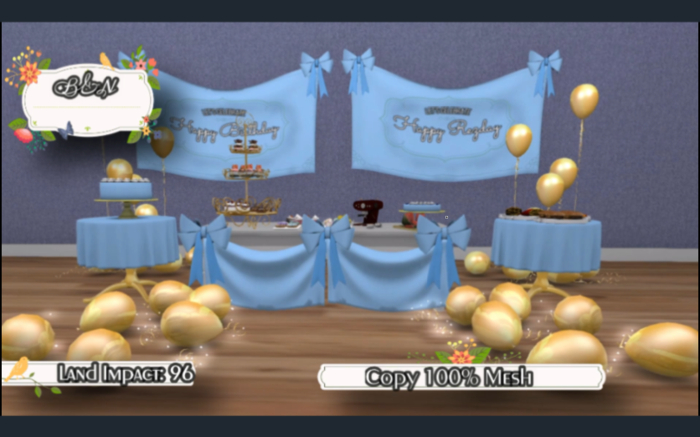Second Life Marketplace - B&N Happy Birthday or Rezday "Blue pastel Set"